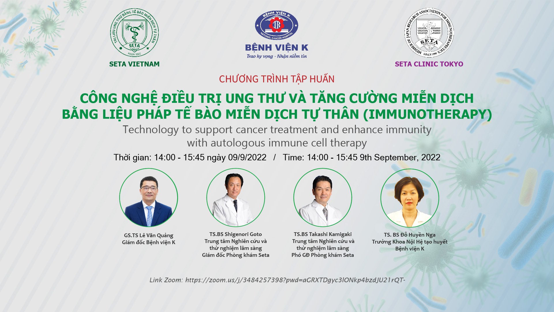 CHƯƠNG TRÌNH TẬP HUẤN: CÔNG NGHỆ ĐIỀU TRỊ UNG THƯ VÀ TĂNG CƯỜNG MIỄN ...